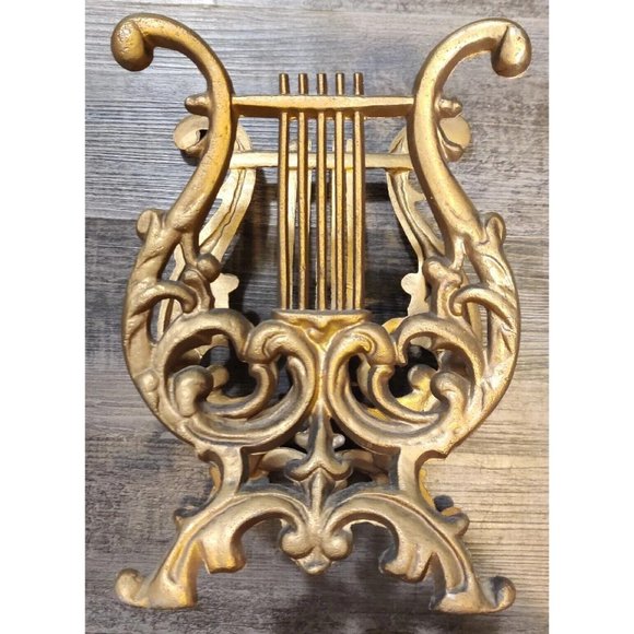 Unbranded | Accents | Vtg Cast Brass Lyre Harp Designed Metal Music ...